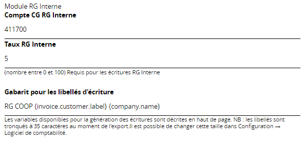 Configurer le module de RG Interne pour l'export des écritures des ...