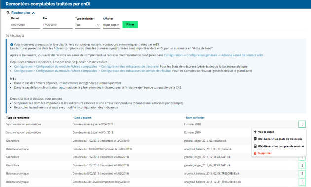 Afficher les écritures importées